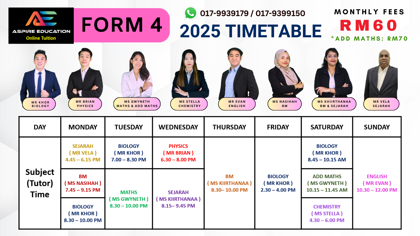 Timetable – Aspire Education